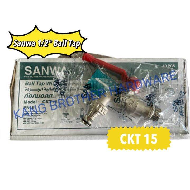 SANWA 1/2" Bib Cock With Quick Coupling Ball Tap with Hose Model CKT 15 Brass Chromium Faucet ...