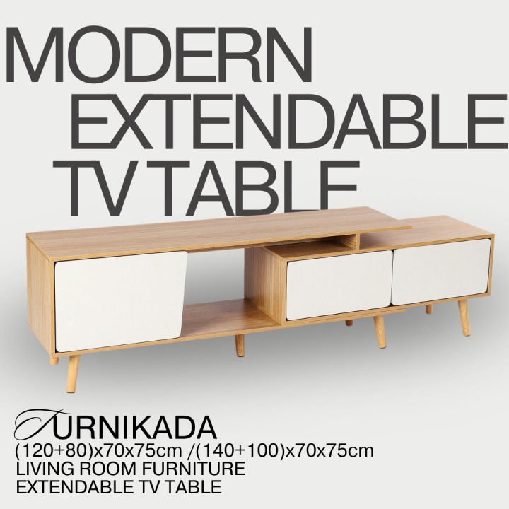 Modern Minimalist Nordic Elegant Extendable Wooden Media TV Storage ...