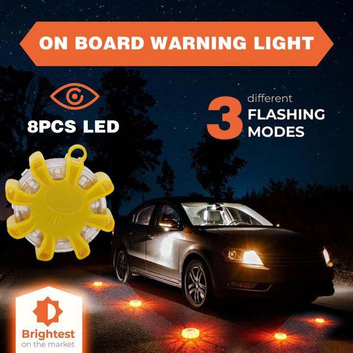 Idealhere Magnetic 8 Led Round Road Flares Flashing Warning Light