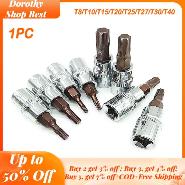 DOSB 1PCS/lot Torx Screwdriver Bit Bits 1/4 Inch Drive Socket Allen Key ...