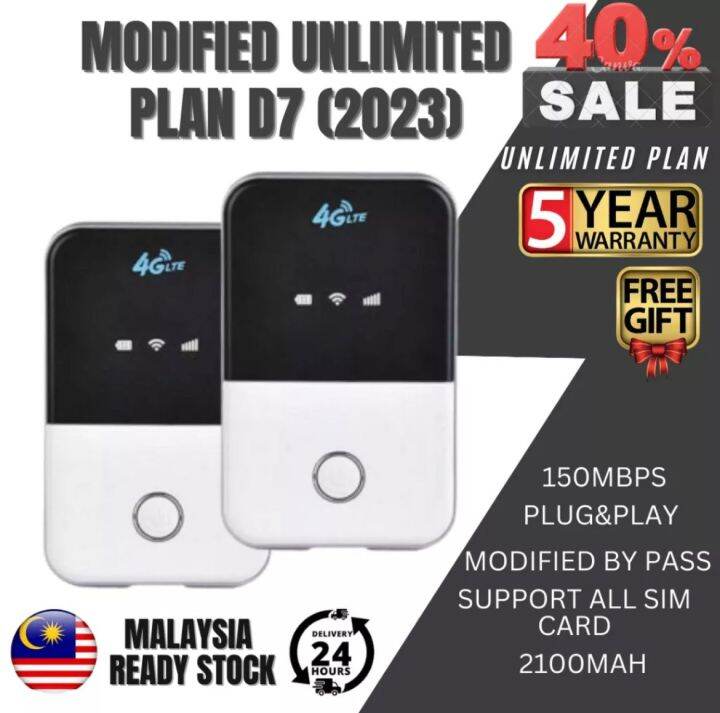 Ready StockModified Unlimited D7+ 4G pocket WiFi router Portable Wifi ...