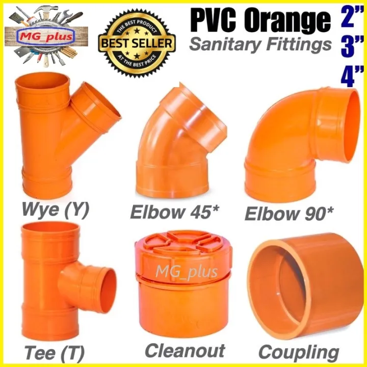 PVC Orange Fittings 2” 3” 4” Sanitary Fittings Elbow Tee Wye Coupling ...