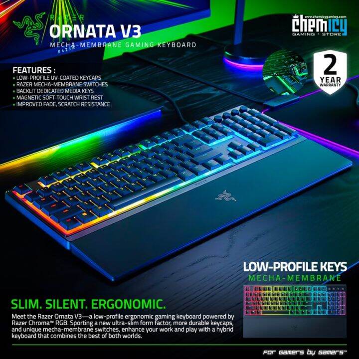 Razer Ornata V3 Low Profile Mecha-Membrane RGB Gaming Keyboard | Lazada ...