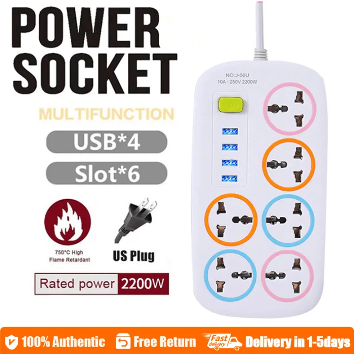 Ready Stock/COD】Socket Plug Universal Socket Power Board Power Strip ...