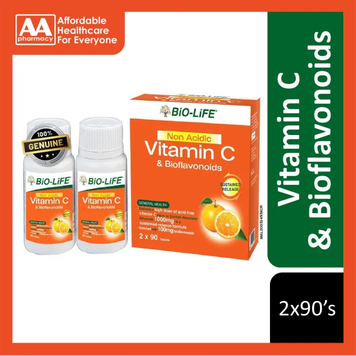 BIO-LIFE NON ACIDIC VITAMIN C & BIOFLAVONOIDS TABLET (2X90'S) | Lazada