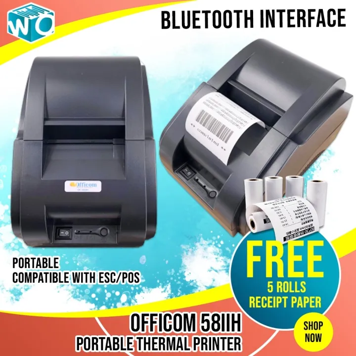 Officom 58IIH Bluetooth Portable Thermal printer POS Printer FREE 5 ...