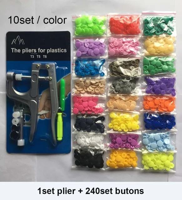 U Shape Fastener Snap Pliers KAM Button + 150 set T5 Plastic Resin Snap ...