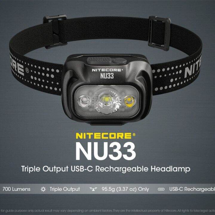 NITECORE NU33 Headlamp 700 Lumens 2,000mAh Li-ion Light aluminium alloy ...