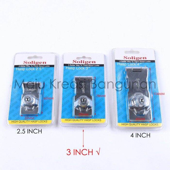 HASP LOCK SOLIGEN 3" GRENDEL OVERPAL KUNCI PINTU 3 INCH INCI 3IN ...