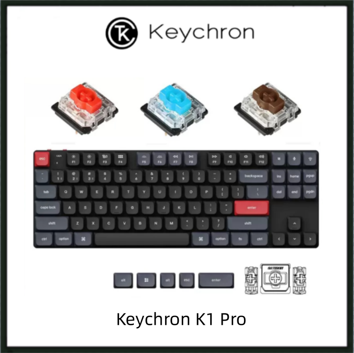 Keychron K1 Pro Bluetooth/แป้นพิมพ์แบบมีสาย Qmk/ ผ่านแป้นพิมพ์กลไกการแลกเปลี่ยนร้อน | Lazada.co.th