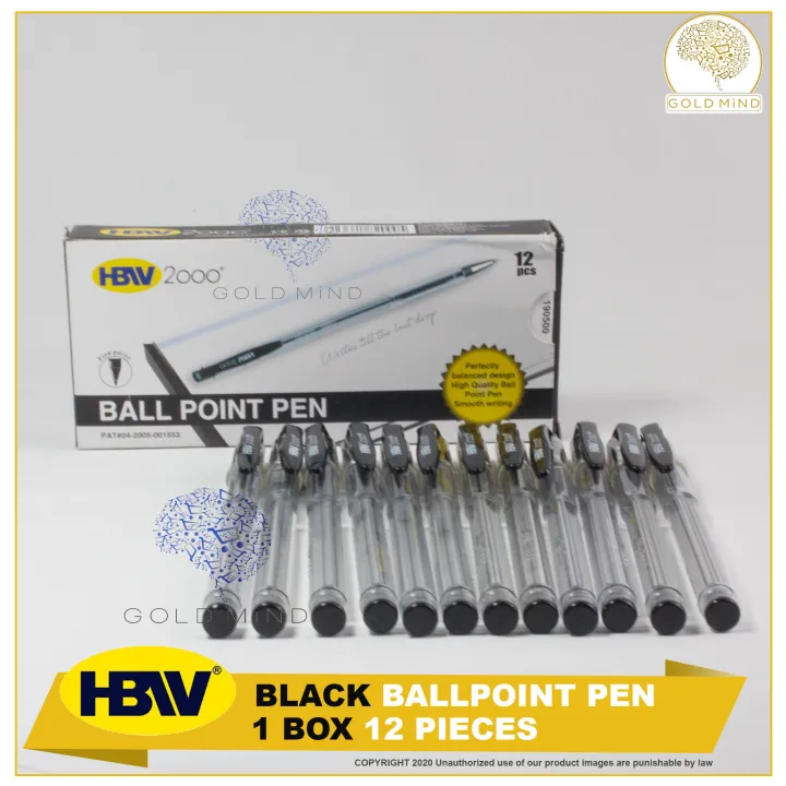 HBW 2000 Ball Point pen 1 Box 12 pcs (Red,Blue and Black) - Gold Mind ...