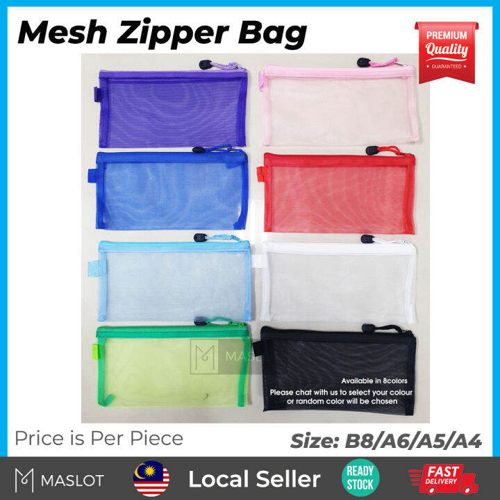Mesh Zipper Bag Exam Clear Transparent Student Pencil Bag Pencil Case ...