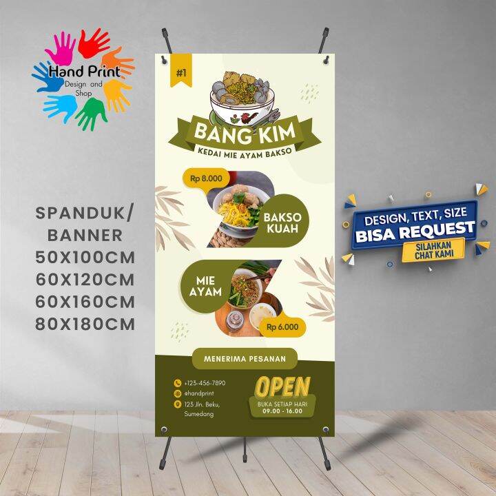 SPANDUK BANNER Mie Ayam Mie Bakso Pangsit 60x160 CM | Lazada Indonesia