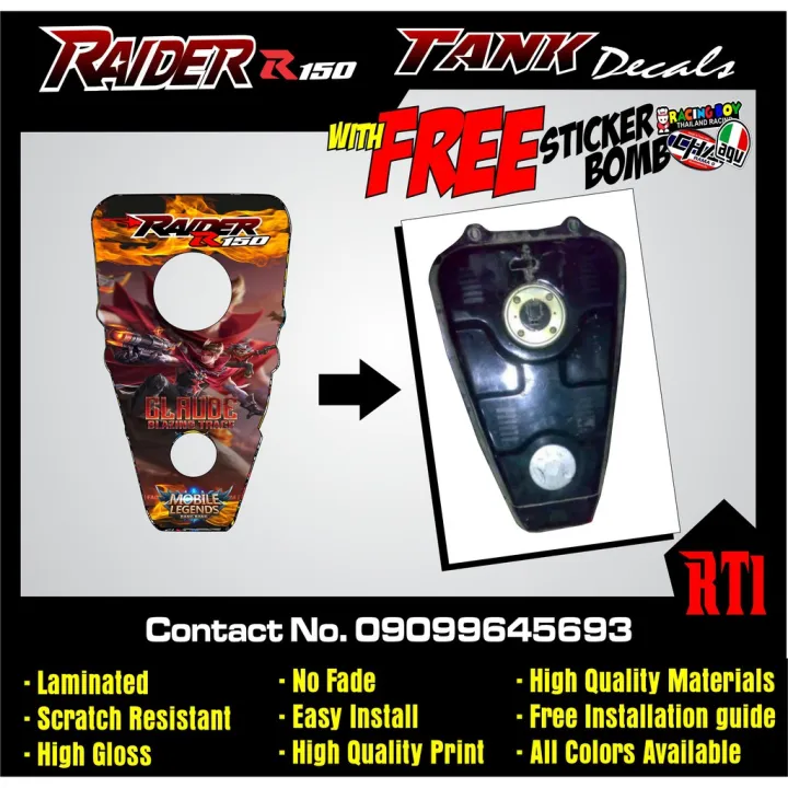 Raider 150 R150 Reborn Carb Gas Tank Decal Sticker Mobile Legend ...