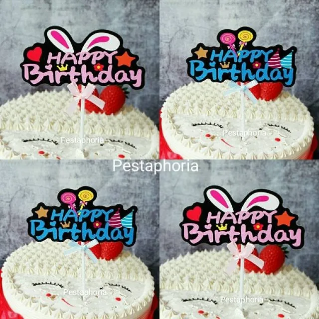 Cake Topper / Topper Kue HBD / Happy Birthday Rabbit / Lolipop | Lazada ...