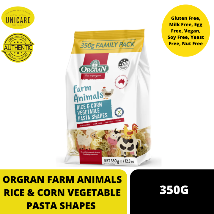 ORGRAN FARM ANIMALS RICE & CORN VEGETABLE PASTA SHAPES 350G. Gluten ...