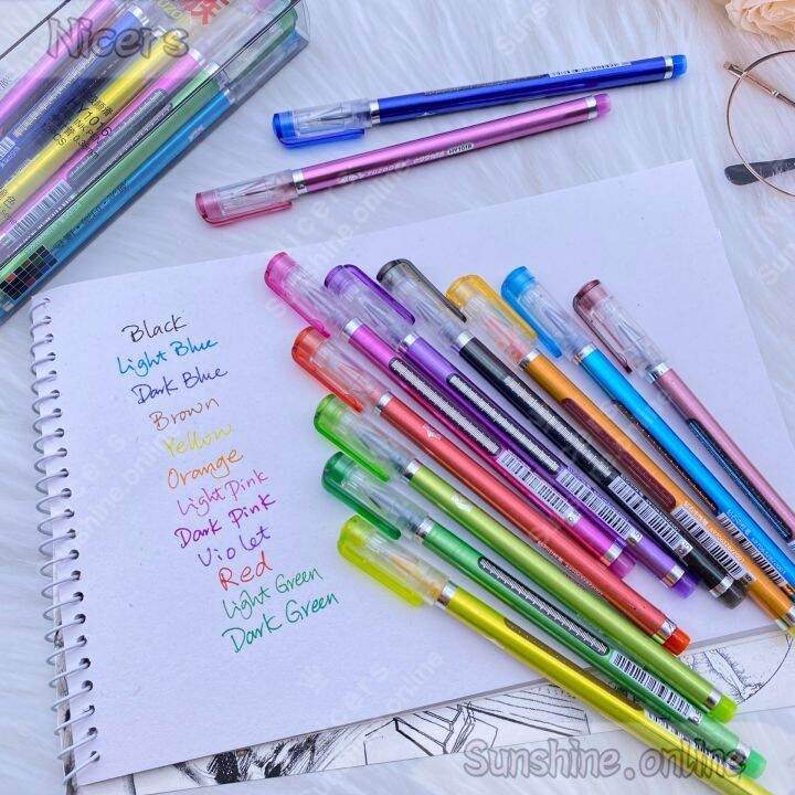 12color Tuzoo 0.38mm Sign Pen Smooth Writing Gel Ink Pen HY-1016 ...
