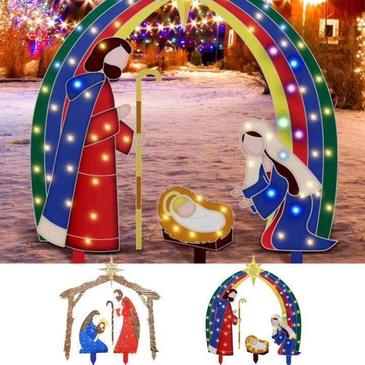 Nativity Scene Outdoor 2D Metal Outdoor Christmas Nativity Set 4 pcs ...