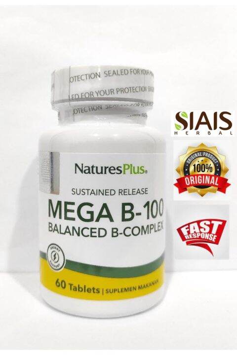 Nature's Plus Sustained Release Mega B-100 Balanced B Complex 60 Tablet ...