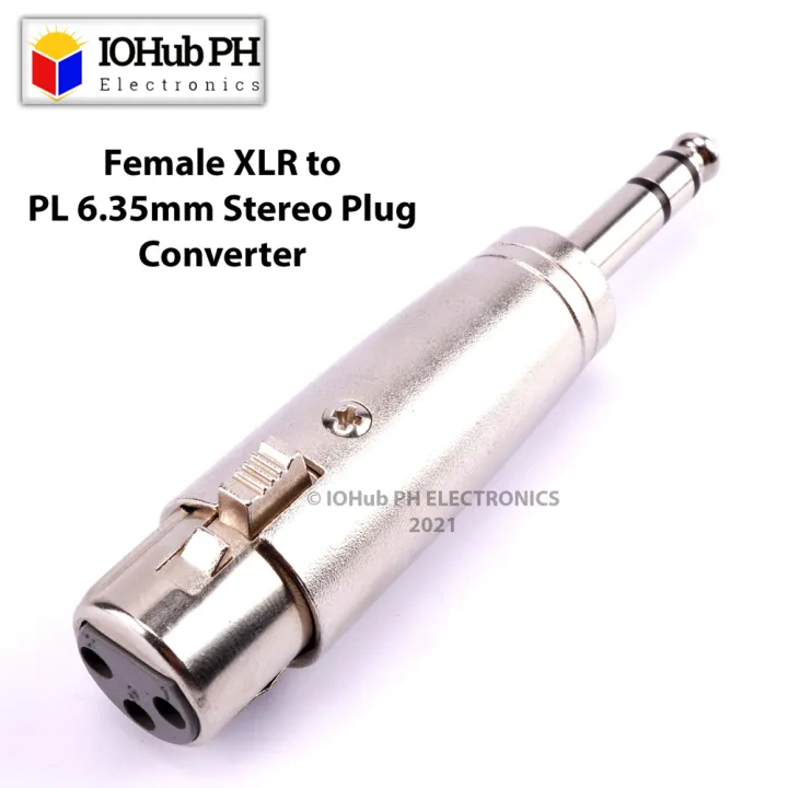 Female 3 Pin XLR Jack to Male Stereo PL 6.35mm 1/4 Plug Connector ...