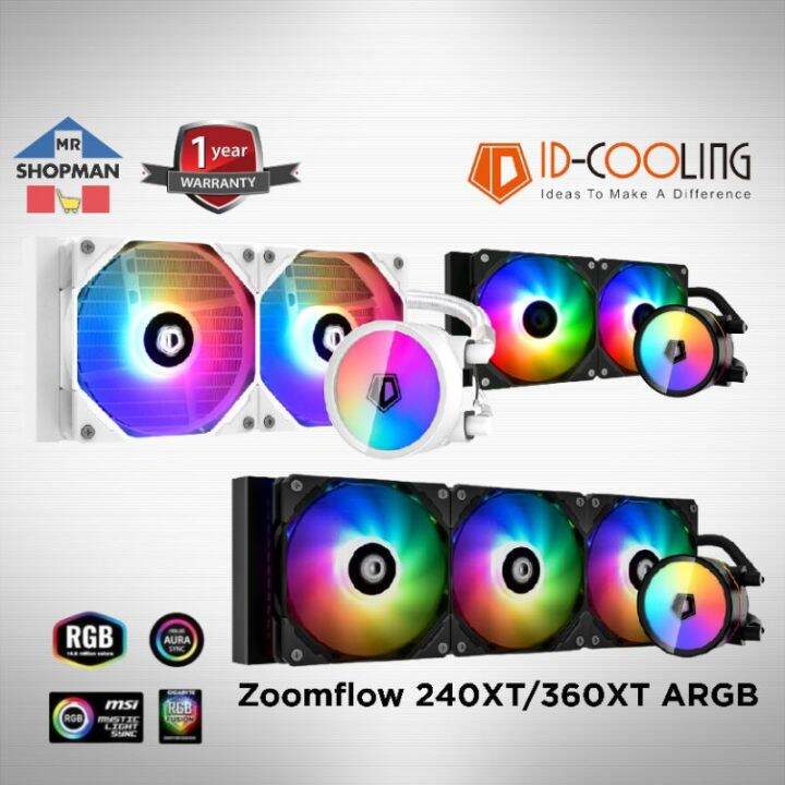 ID Cooling Zoomflow 240XT 360XT Black / Snow White ARGB AIO IDCooling Zoom Flow CPU Liquid ...
