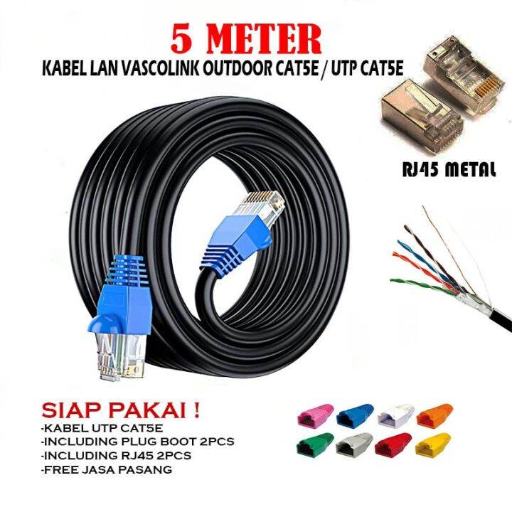 UTP 5 METER KABEL LAN OUTDOOR UTP VASCOLINK CAT5E 5 CAT 5E UTP 5 METER ...