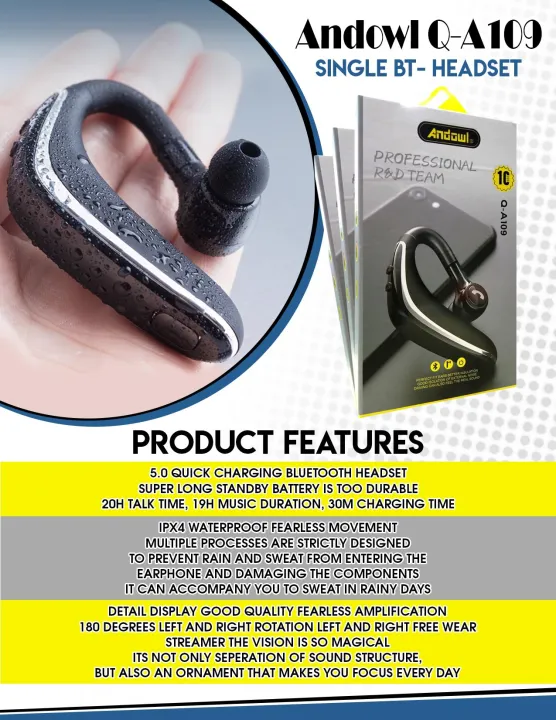 ANDOWL Q-A109 WIRELESS BLUETOOTH HEADSET | Lazada PH