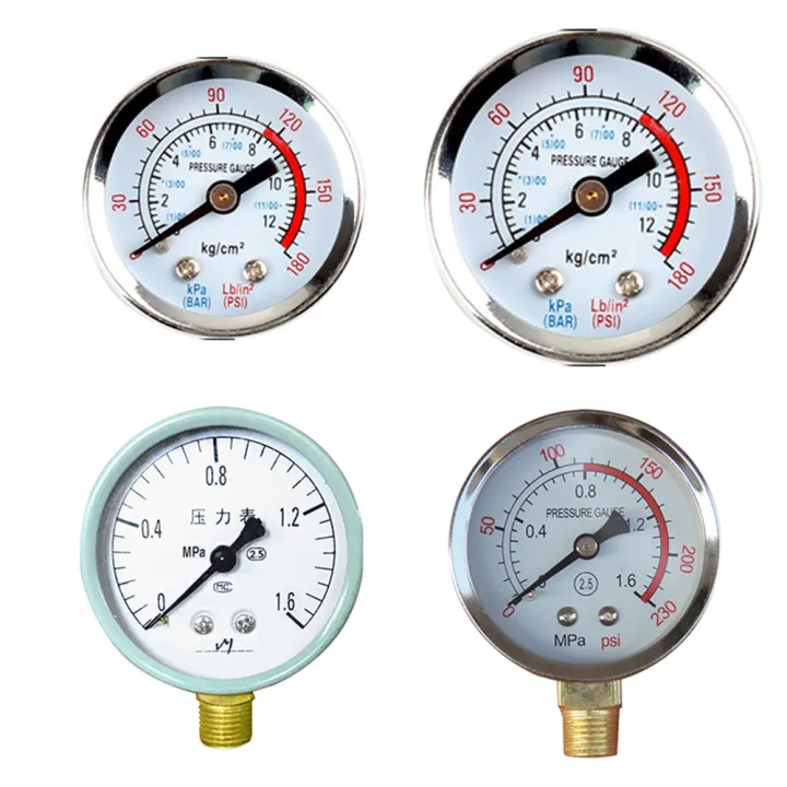 Metal Manometer Pressure Gauge Radial Axial 16/12 Bar Air Compressor Air Pump Pressure Gauge ...