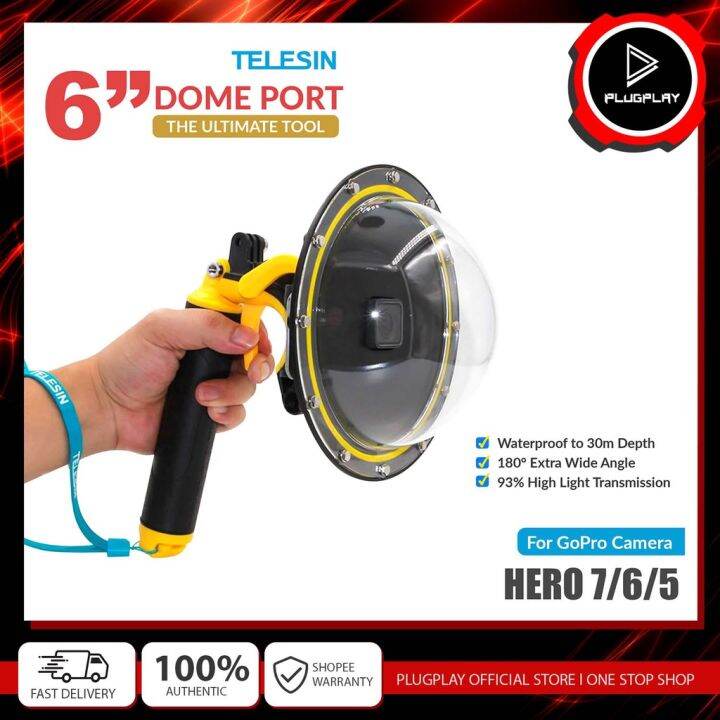 TELESIN Dome Port Underwater Waterproof Case for GoPro Hero 5 Hero 6 ...