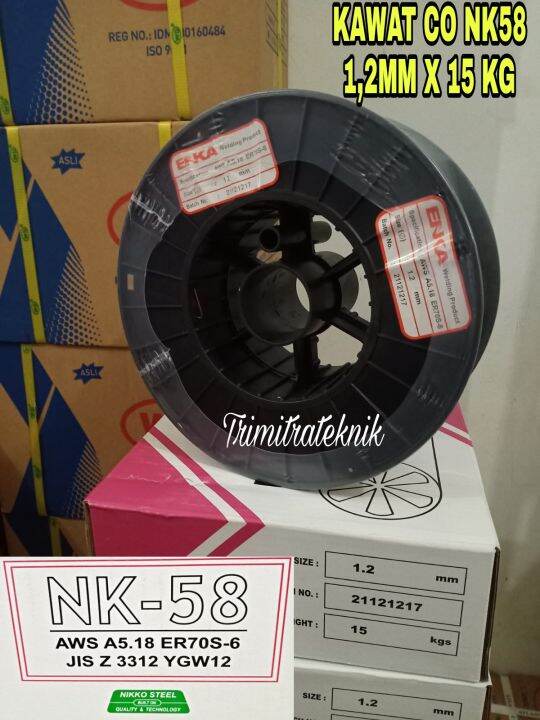 KAWAT LAS CO/MIG NK-58 1,2MM X15KG KAWAT CO NK-58 AWS A5.18 ER70S-6 PRODUK ORIGINAL NIKKO STEEL ...