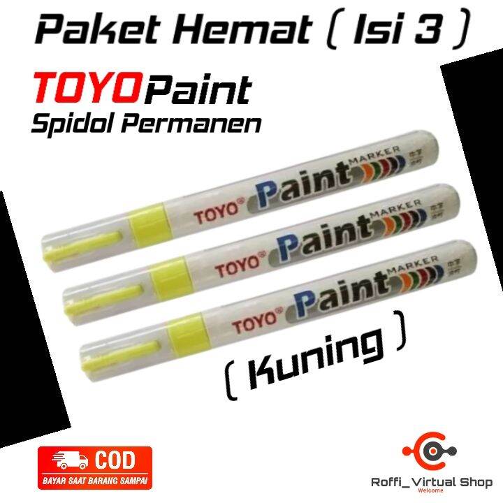 [PAKET HEMAT ISI 3] Spidol Toyo Paint Marker Permanen - Warna Kuning ...