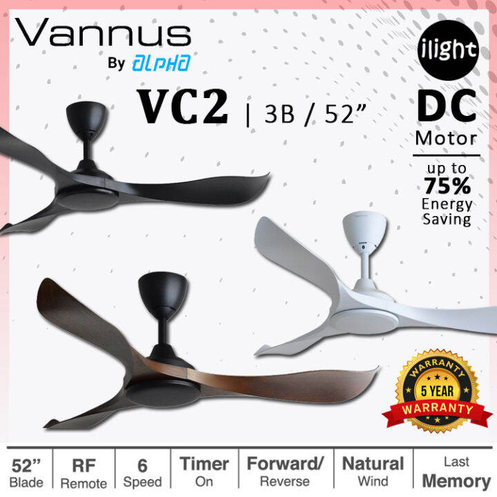 ALPHA Vannus | VC2 52 Inches 3 Blades DC Motor Remote Ceiling Fan | Lazada