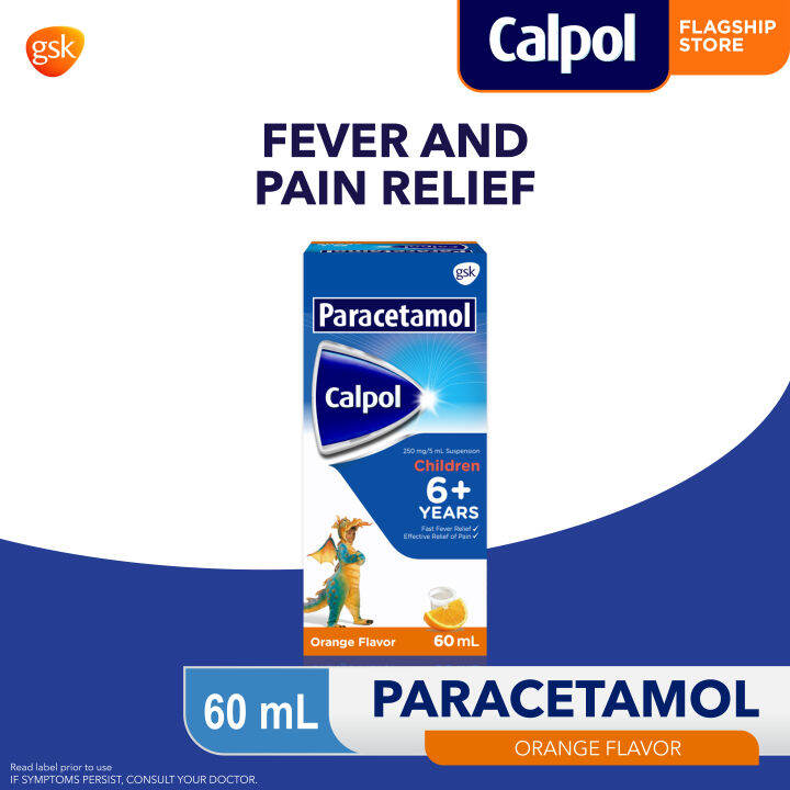 Calpol Orange Flavor (6-12 Years Old) Suspension 60ml Paracetamol for ...