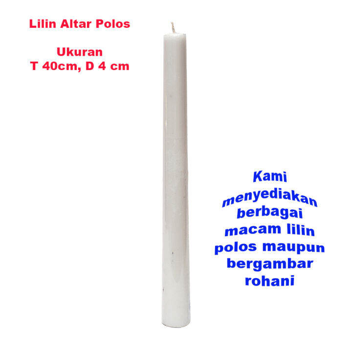 Lilin Doa Misa Altar Putih Polos ( Uk. 40 x 4 cm )Lilin Gereja Paskah ...