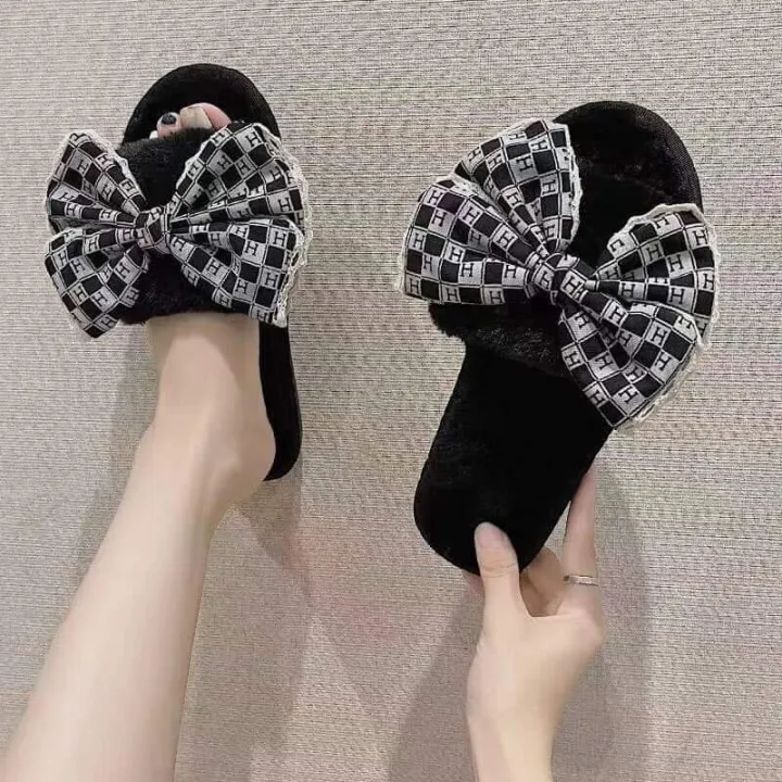 FLOPPY SLIDES SLIPPERS FOR WOMEN RIBBON DESIGN SLIPPERS HOUSE SLIPPERS ...