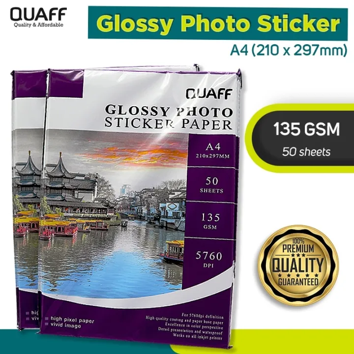 QUAFF Glossy Sticker A4 Size Photo Sticker Paper Inkjet Sticker 90gsm ...
