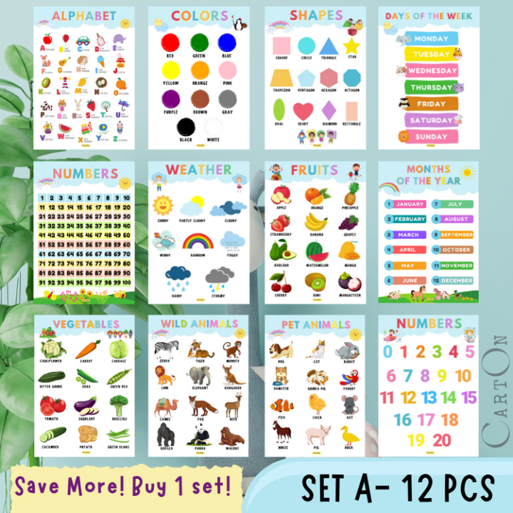 12 or 18 PCS. EDUCATIONAL CHARTS A4 SIZE POSTERS/BUNDLE/LAMINATED 250 ...