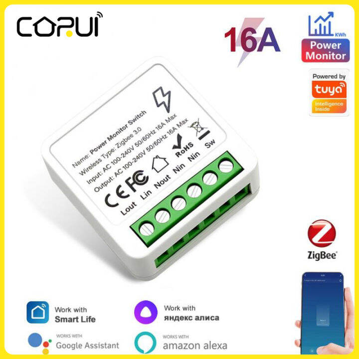 CoRui Tuya Zigbee Smart Switch 16A Timer สวิตช์ควบคุมระยะไกลไร้สาย Smart Home เข้ากันได้กับ ...