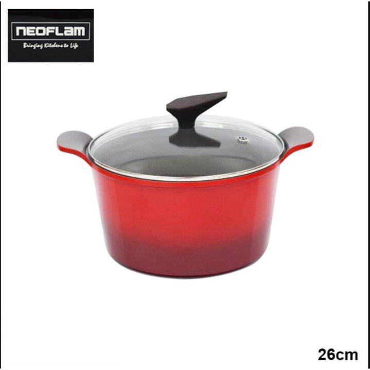 NEOFLAM - Venn 26cm Ecolon Coating Deep Casserole with Lid (Venn 26cm) D26 | Lazada