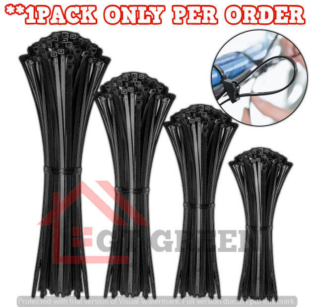 1PACK Black Cable Zip Ties Self-Locking Nylon Wrap Wire Ties Industrial ...