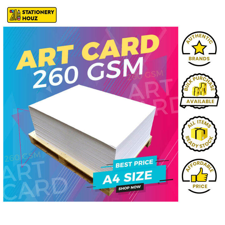 Stationery Houz A4 128g 157g 230g 260g 310g White Art Card 100 pcs | Double side gloss quality ...