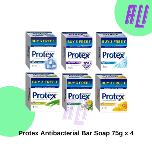 Protex Antibacterial Bar Soap 75g x 4 (Eliminates 99.9% bacteria) | Lazada