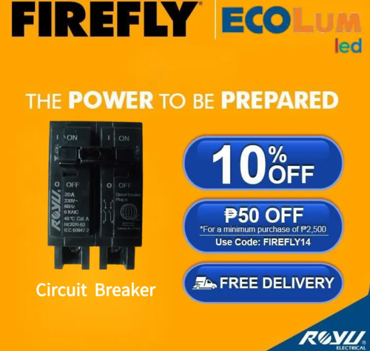 ROYU Circuit Breaker Plug-In Type Mechanical Lug Terminal 2 Pole (RCB15 ...