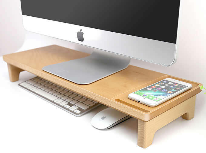 Rak Meja Stand Tatakan Monitor Komputer Desktop Storage Organizer Kayu ...