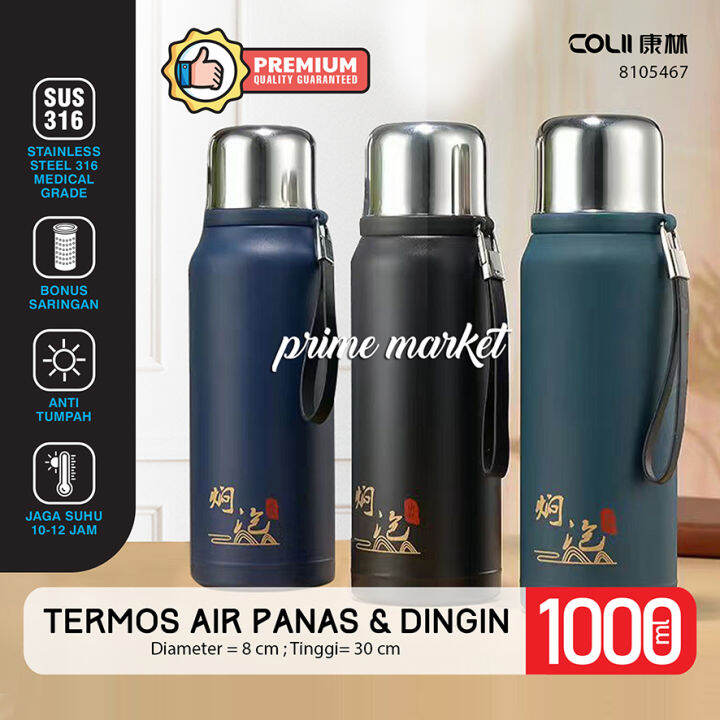 Termos Air Panas 1 Liter Stainless Steel SUS 316 Thermos Air Panas 1 Liter Botol Air Panas ...