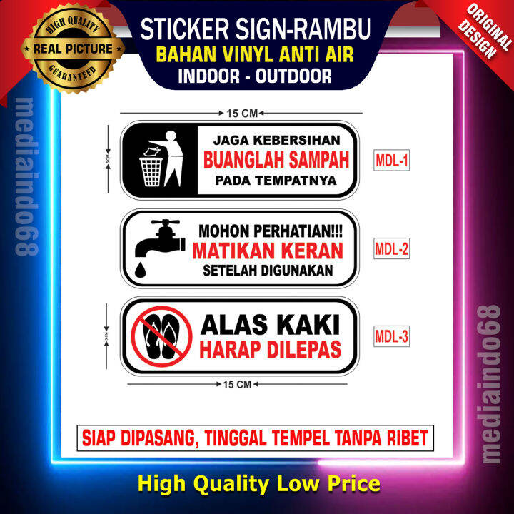 STICKER SIGN-RAMBU BAHAN VINYL ANTI AIR (LAMINATING) | Lazada Indonesia