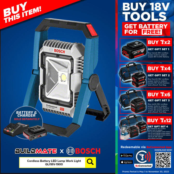 BOSCH Professional Lithium Ion Li-Ion Cordless Battery LED Lamp Work ...