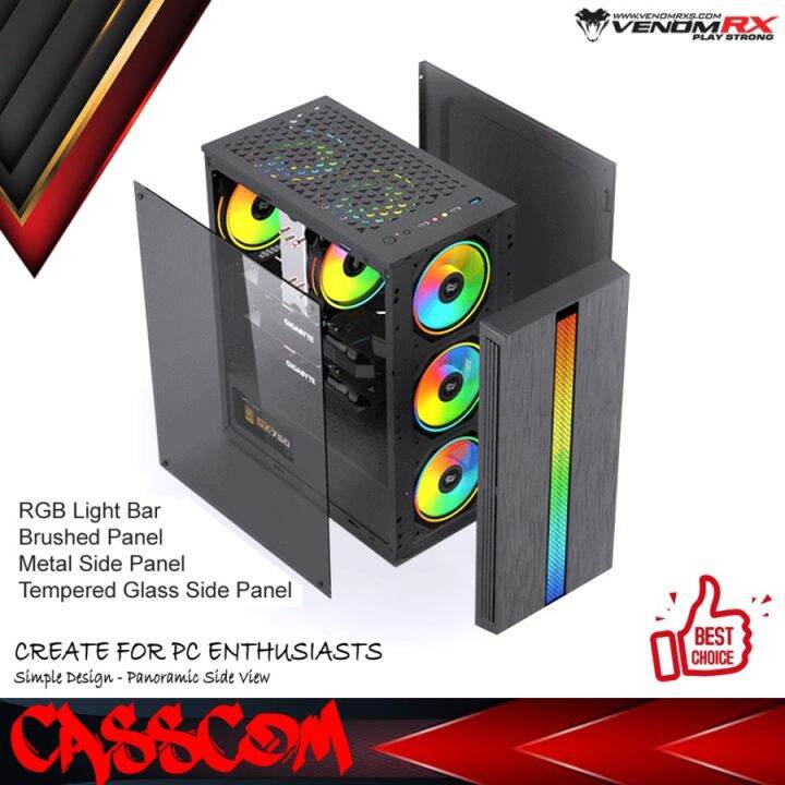 Casing VenomRX Loki A-RGB ATX Tempered Glass LED Strip 1x12cm Fan ...