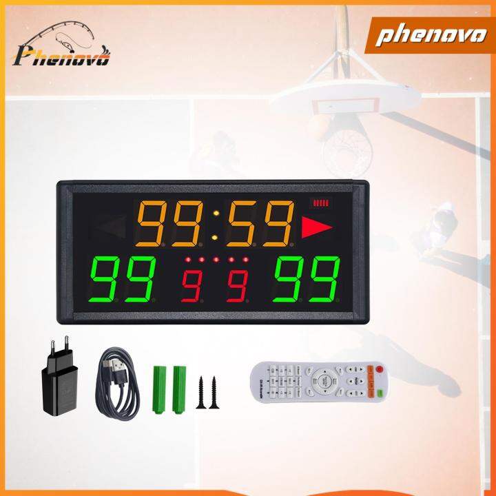 Phenovo Digital Scoreboard LED Display Score Clock for Badminton ...