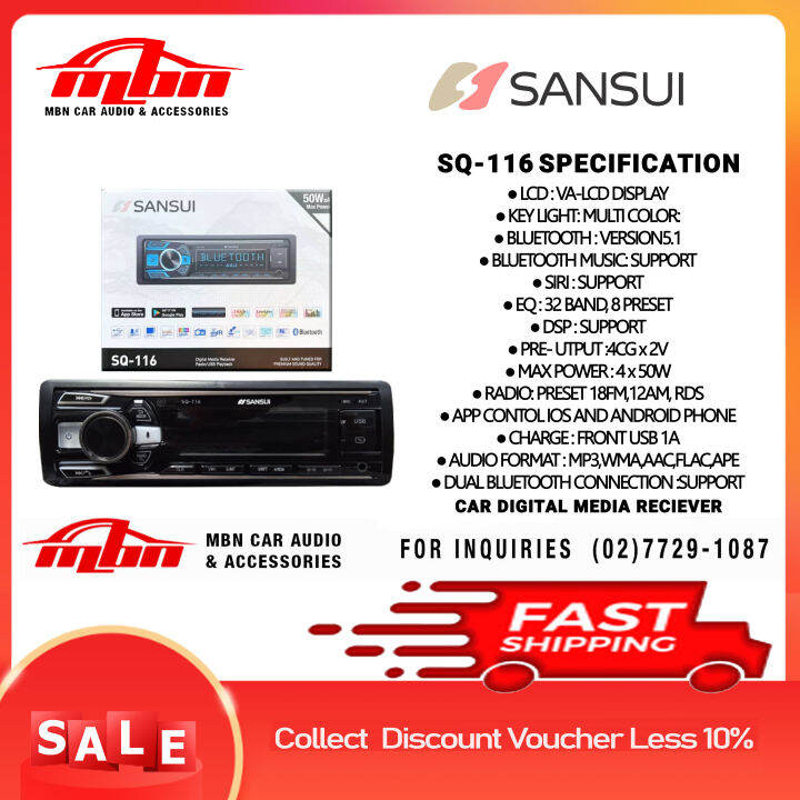 SANSUI 1 Din Car Stereo Receiver USB/SDCARDSLOT/AM/FM/BLUETOOTH ...